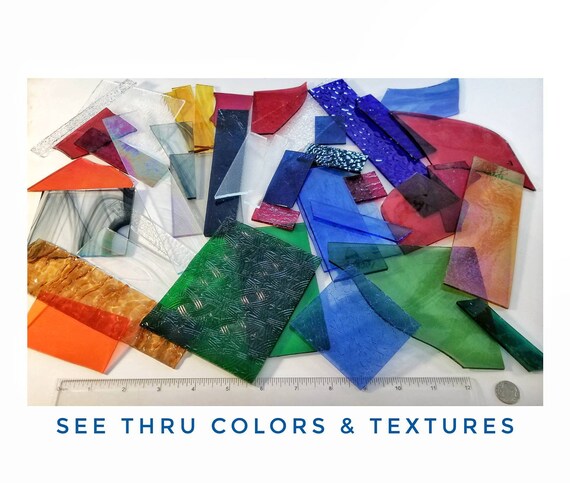 Scrap Stained Glass Sheets Pieces. See Thru Colors Blue - Etsy