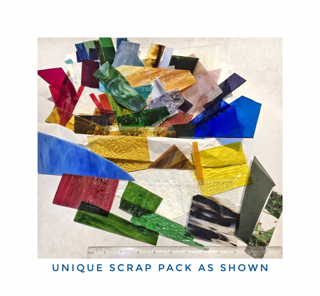 Scrap Stained Glass Pack. Small Sheets, Pieces. Variety of Styles ...