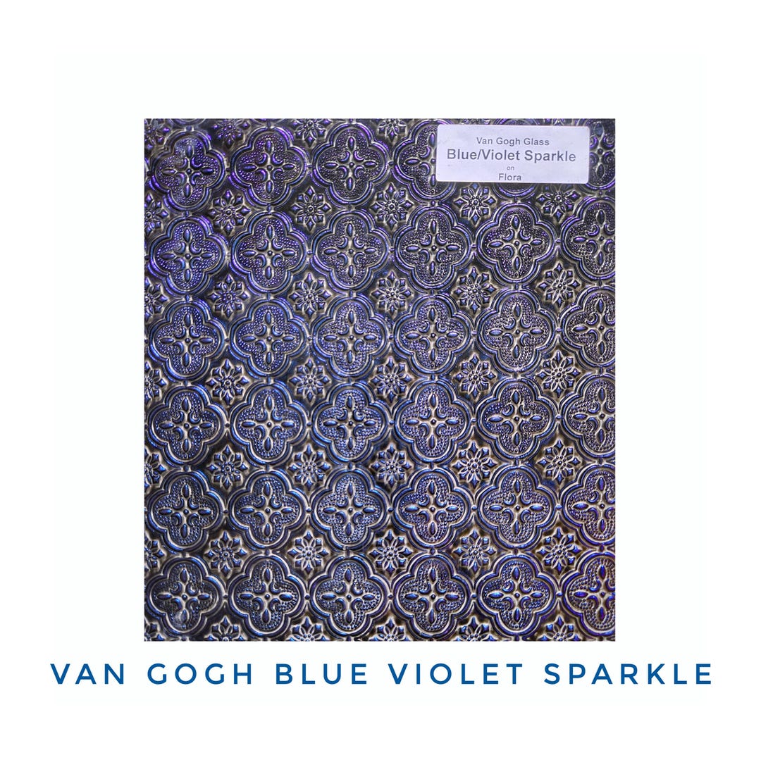 Van Gogh Mosaic Stained Glass Sheets. Blue Violet Sparkle. Metallic ...