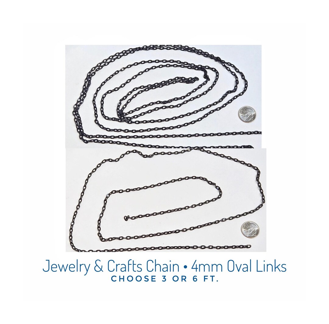 Black Chain for Stained Glass & Jewelry. 4mm Oval Links. Hang Small ...