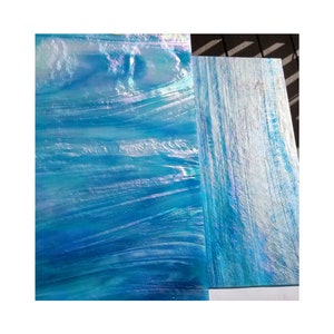 Iridescent, Turquoise Blue Stained Glass Sheets. Diy, Beginner ...