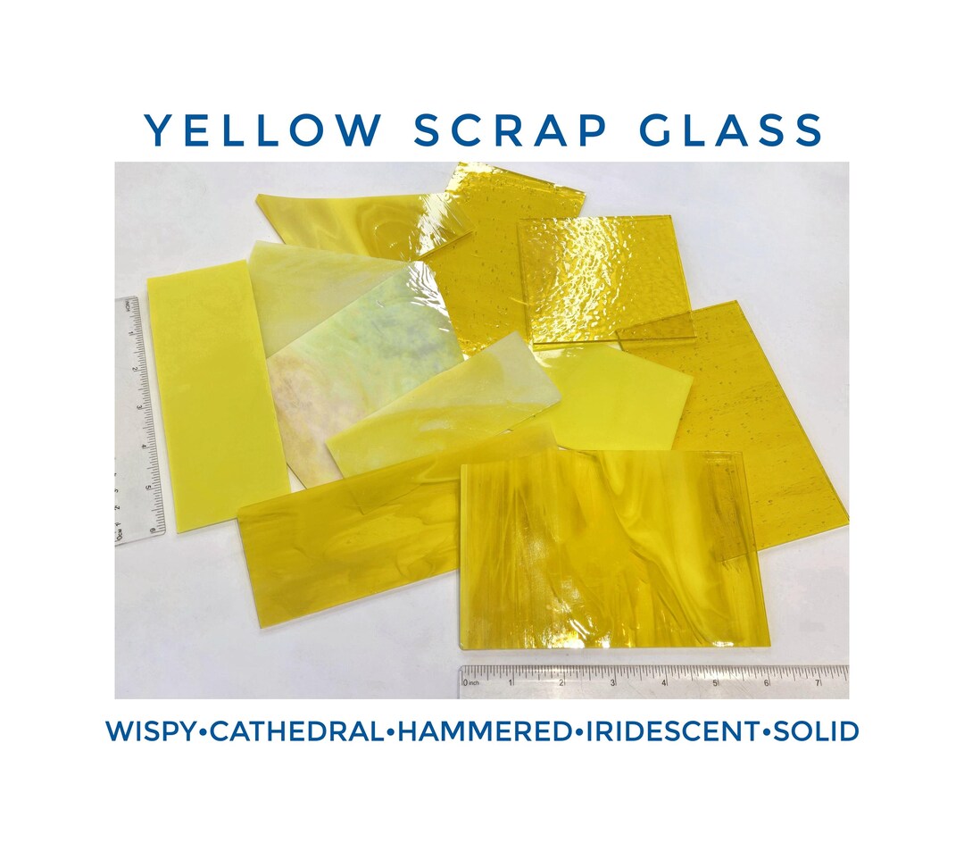 Yellow Stained Glass Scrap Pack. Small Sheets, Med. Size Pieces. Diy ...