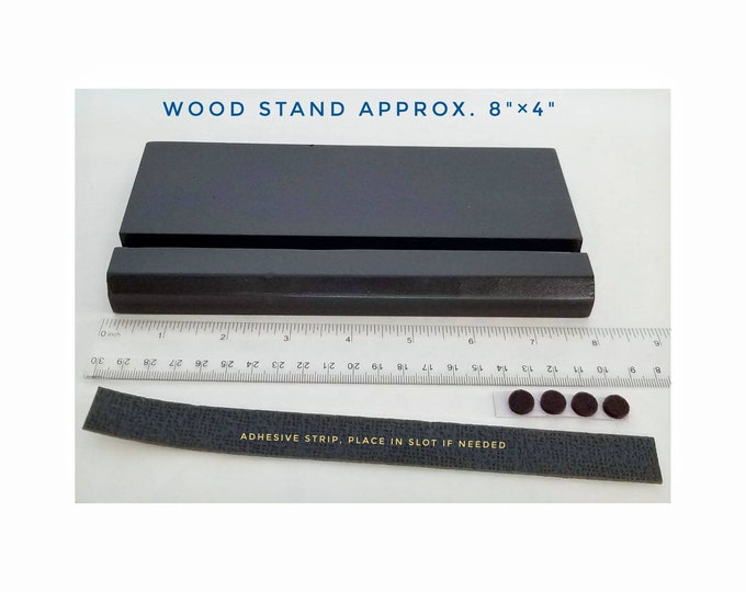 Black Display Stand. Wood Base Slotted for Fused Glass Artwork. Name ...