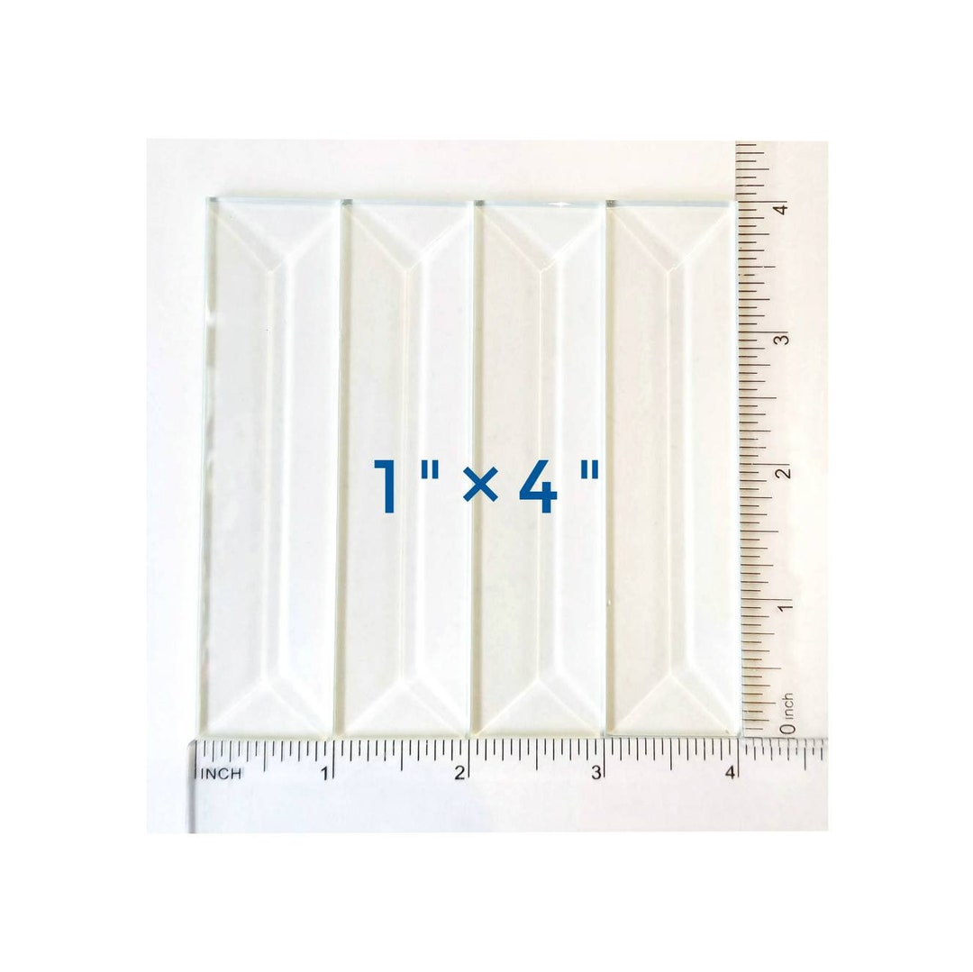 1"× 4" Beveled Glass, Clear Rectangles. Sets of 8 or 16 Pieces. Diy ...