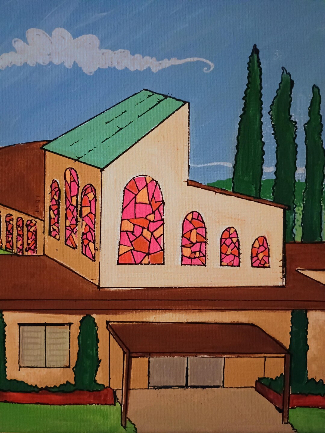 Terrible Simpson Art: Church 8x10 Canvas - Etsy