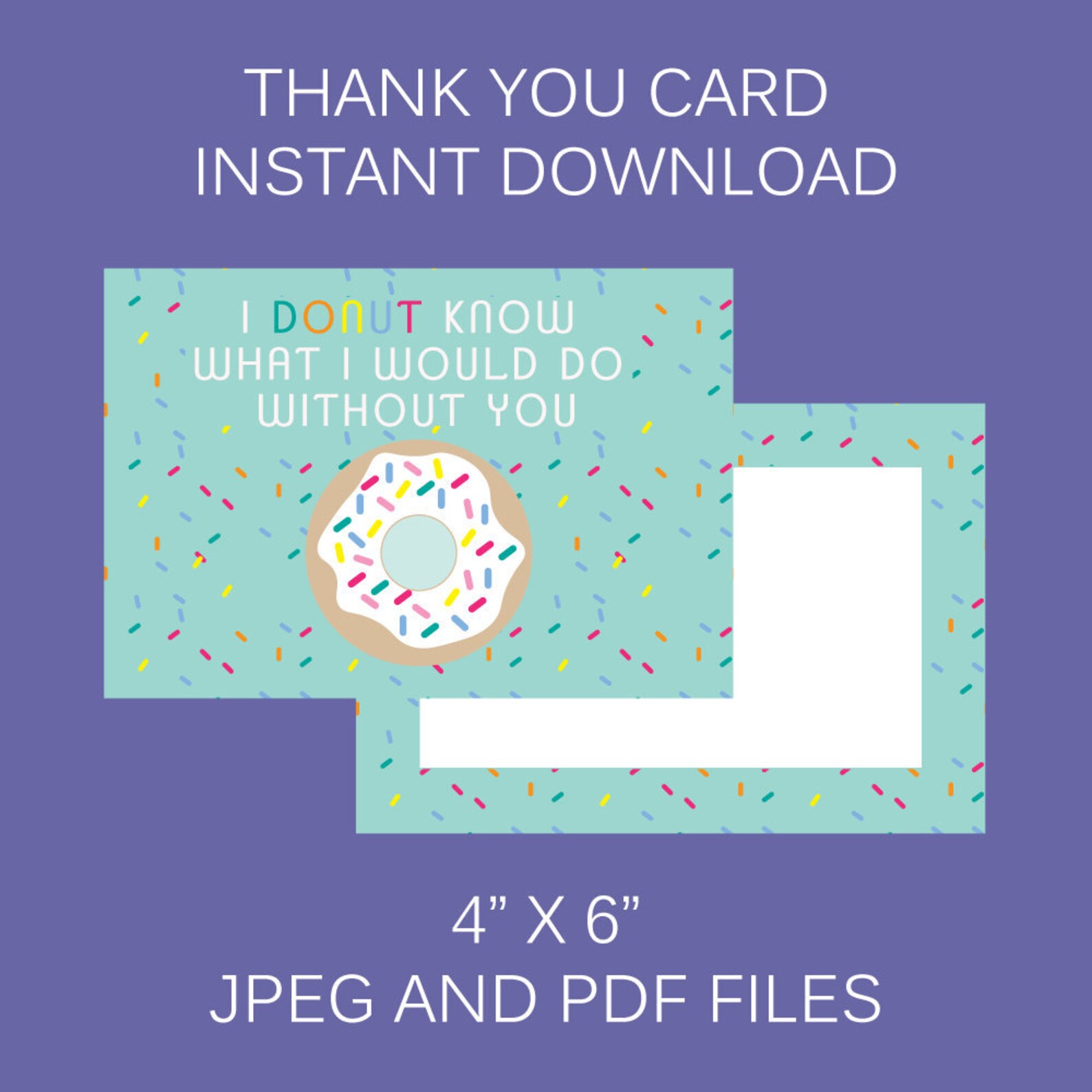 Donut Thank You Card Instant Download Printable Thank You - Etsy