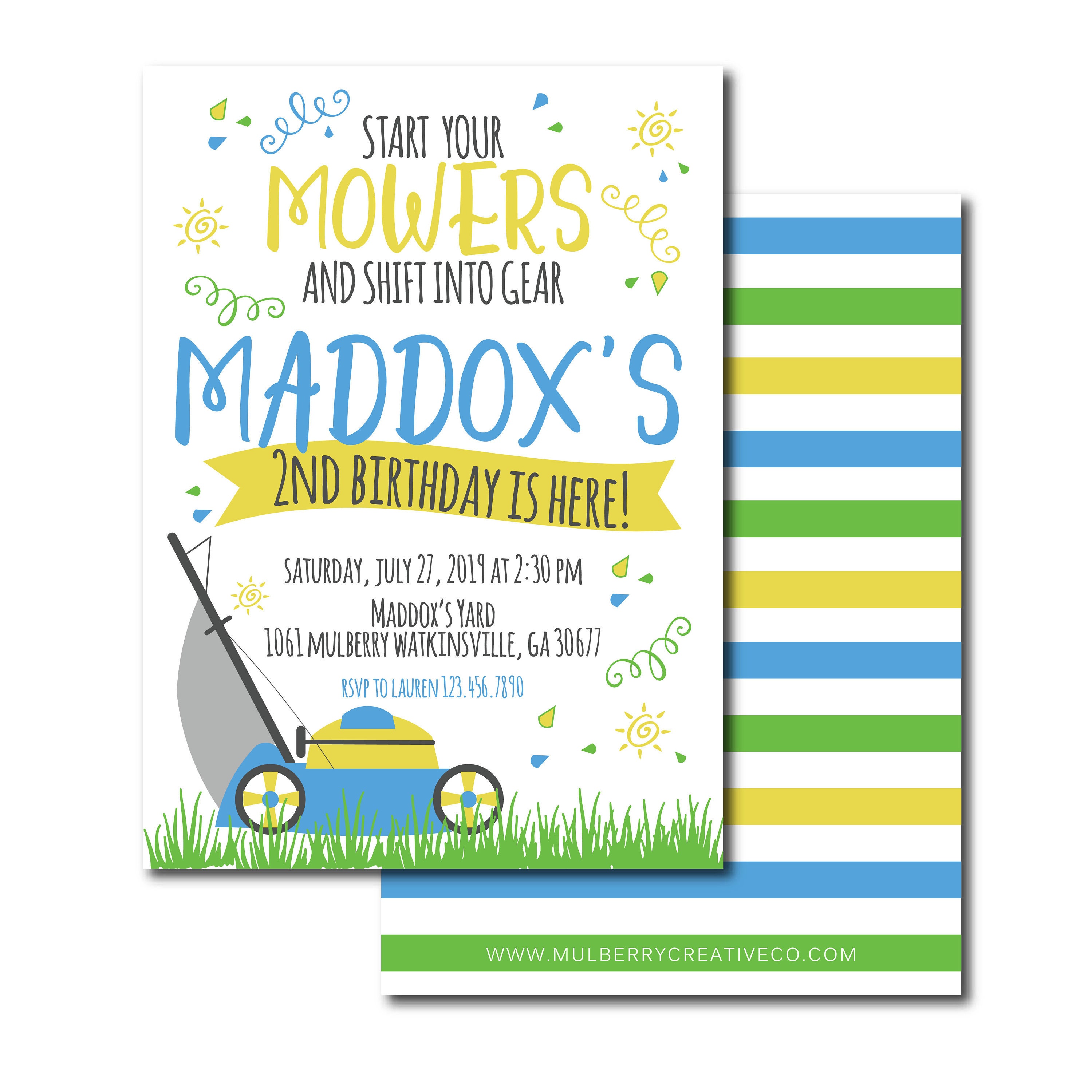 Lawnmower Birthday Invitation Back Yard Birthday Invitation - Etsy
