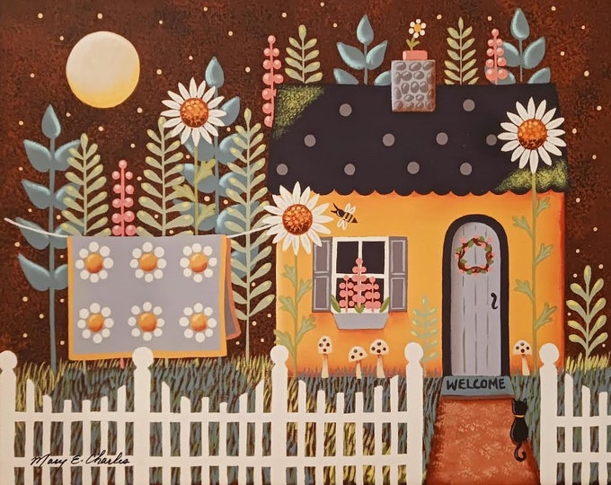 8x10 Firefly Cottage Folk Art Print by Mary Charles - Etsy