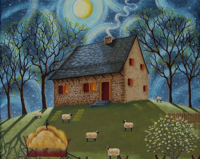 16x16" Hand-signed Giclee Print - Hans Herr House - Folk Art by Mary Charles - Etsy