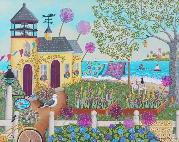 8x10" Springtime - Folk Art Print by Mary Charles - Etsy