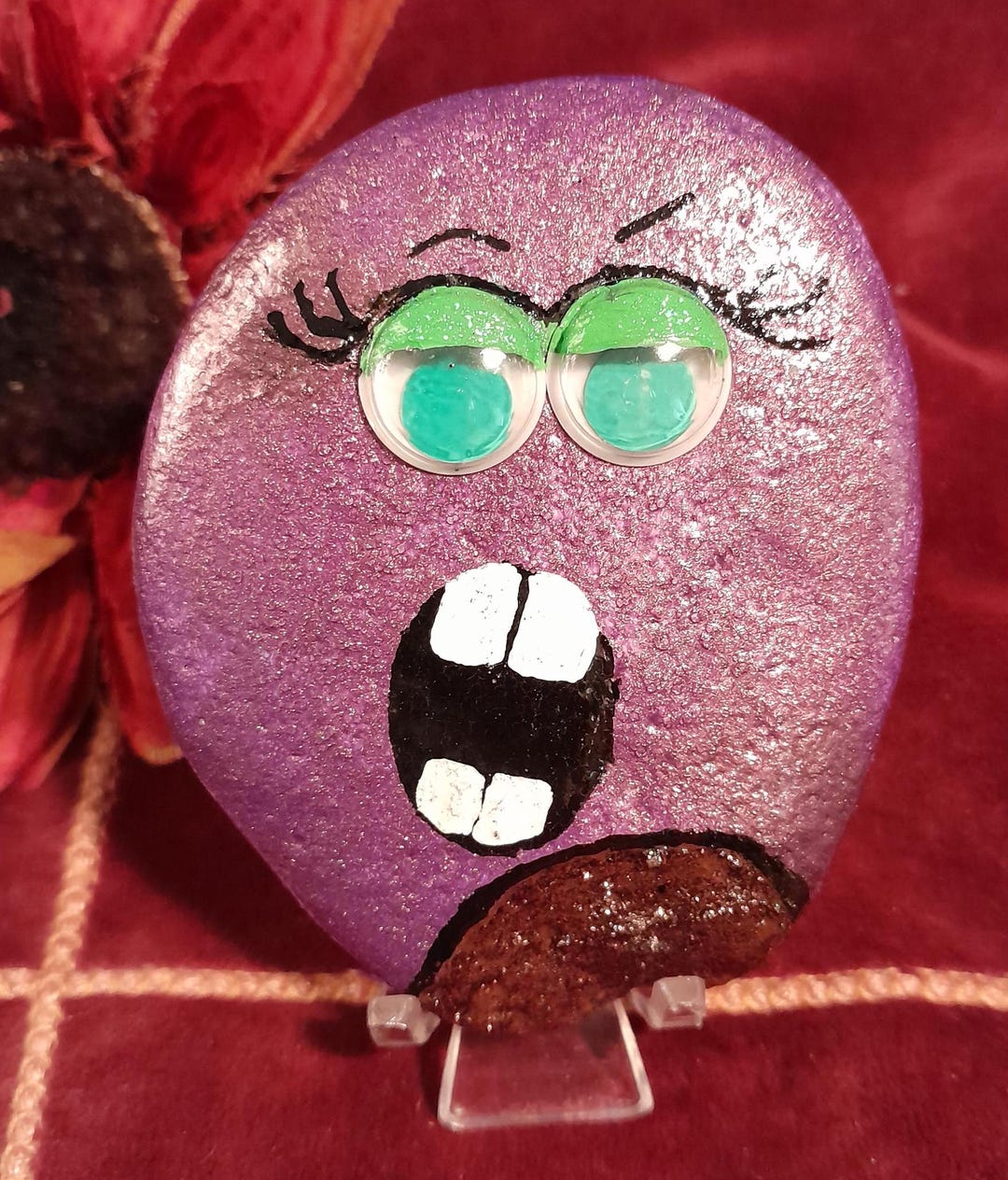 Violets Cracked Candy Mixed Media Painted ROCK Gifts Friends Decor ...