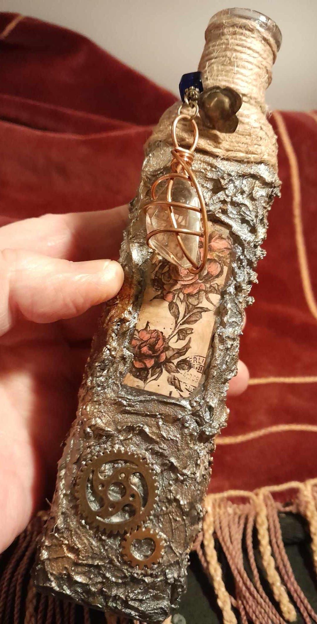 Gothic Steampunk Square Glass Bottle Mixed Media Gifts Apothecary ...