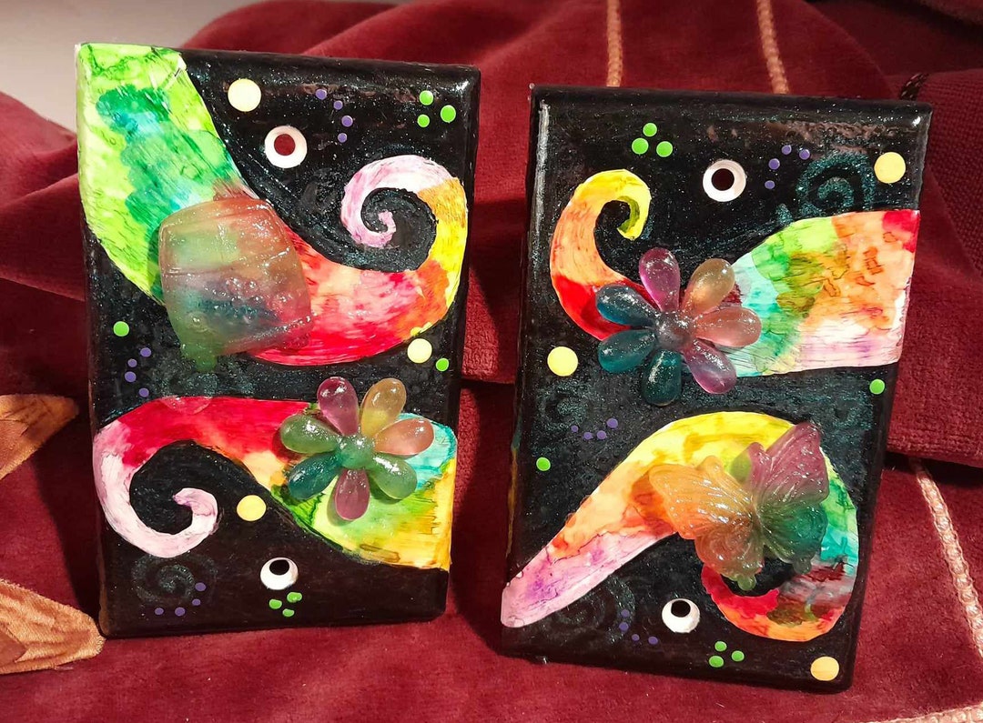 Hippie Trippy Highway Set of 2 Handpainted Cover Light Switch Plates ...