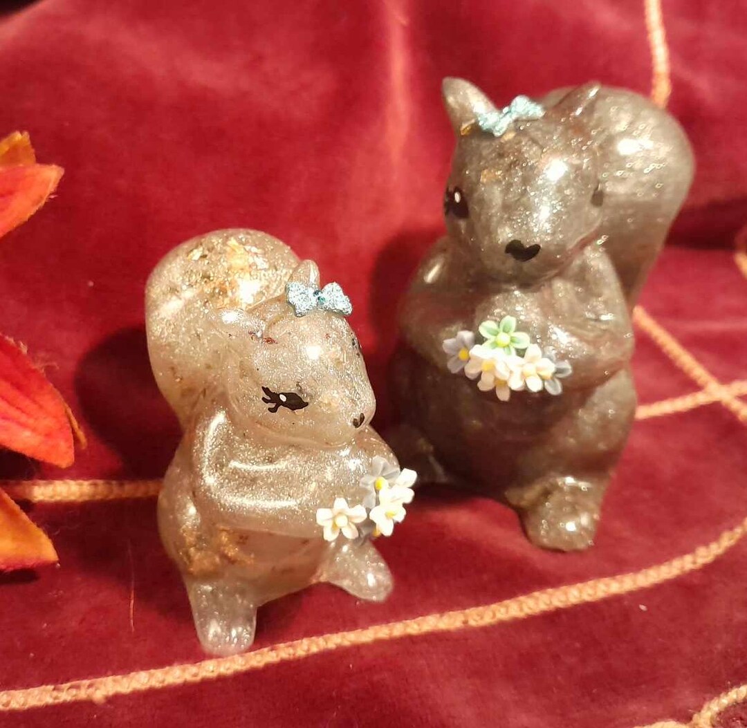 Out for A Stroll SQUIRRELS Figurines Set Mixed Media Handmade Unique ...