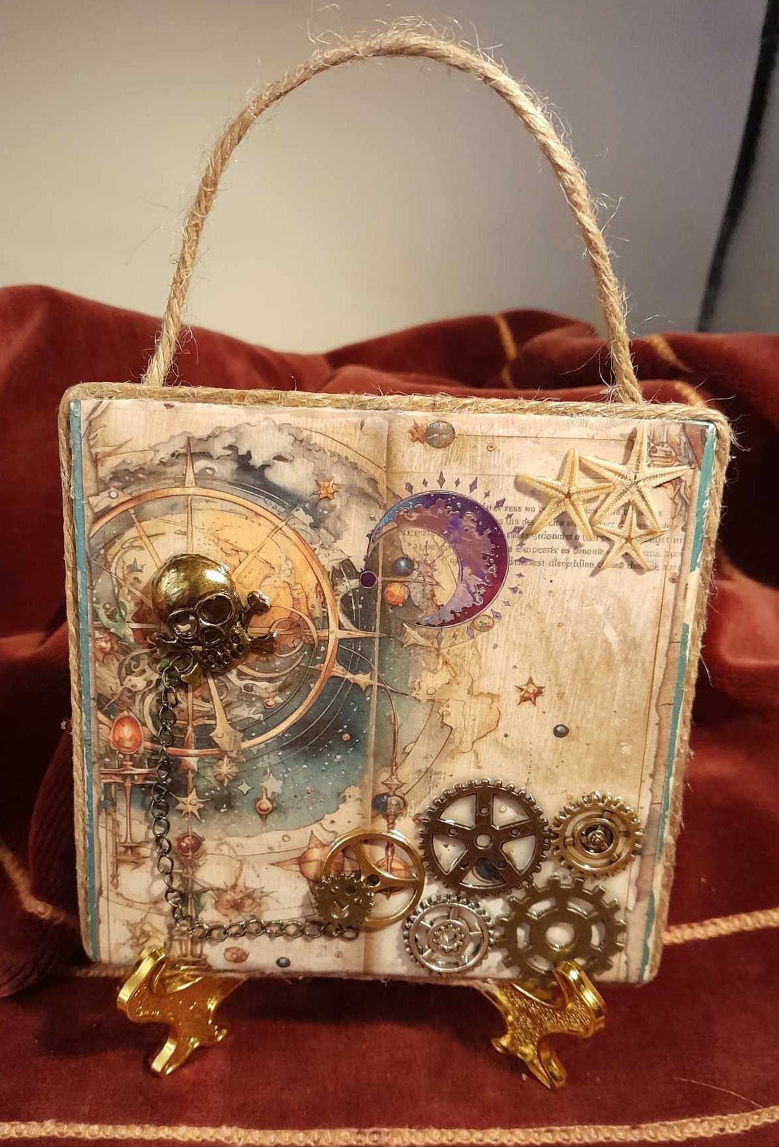 Nautical Steampunk Themed Mixed Media Handcrafted Painted Ceramic Tile ...