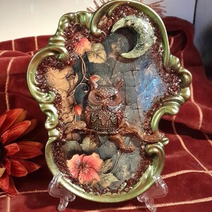 Moonlight Owl Display Tray Unique Collections Table Knick Knacks Coins ...