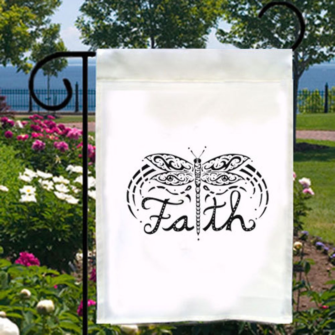 Faith Dragonfly Tattoo Art New Ivory Small Garden Flag - Etsy