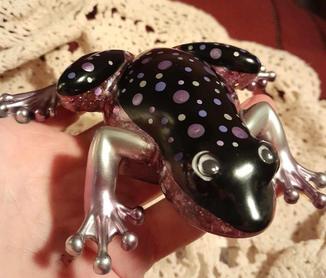 Purple Chrome FROG Froggo Dotted Themed Mixed Media Desk Buddies Unique ...