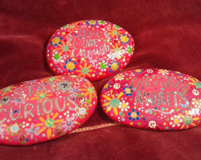 Super Glam Positively Motivational Rocks Set of 3 Decor Gifts for ...