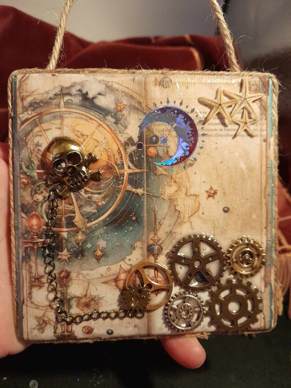 Nautical Steampunk Themed Mixed Media Handcrafted Painted Ceramic Tile ...