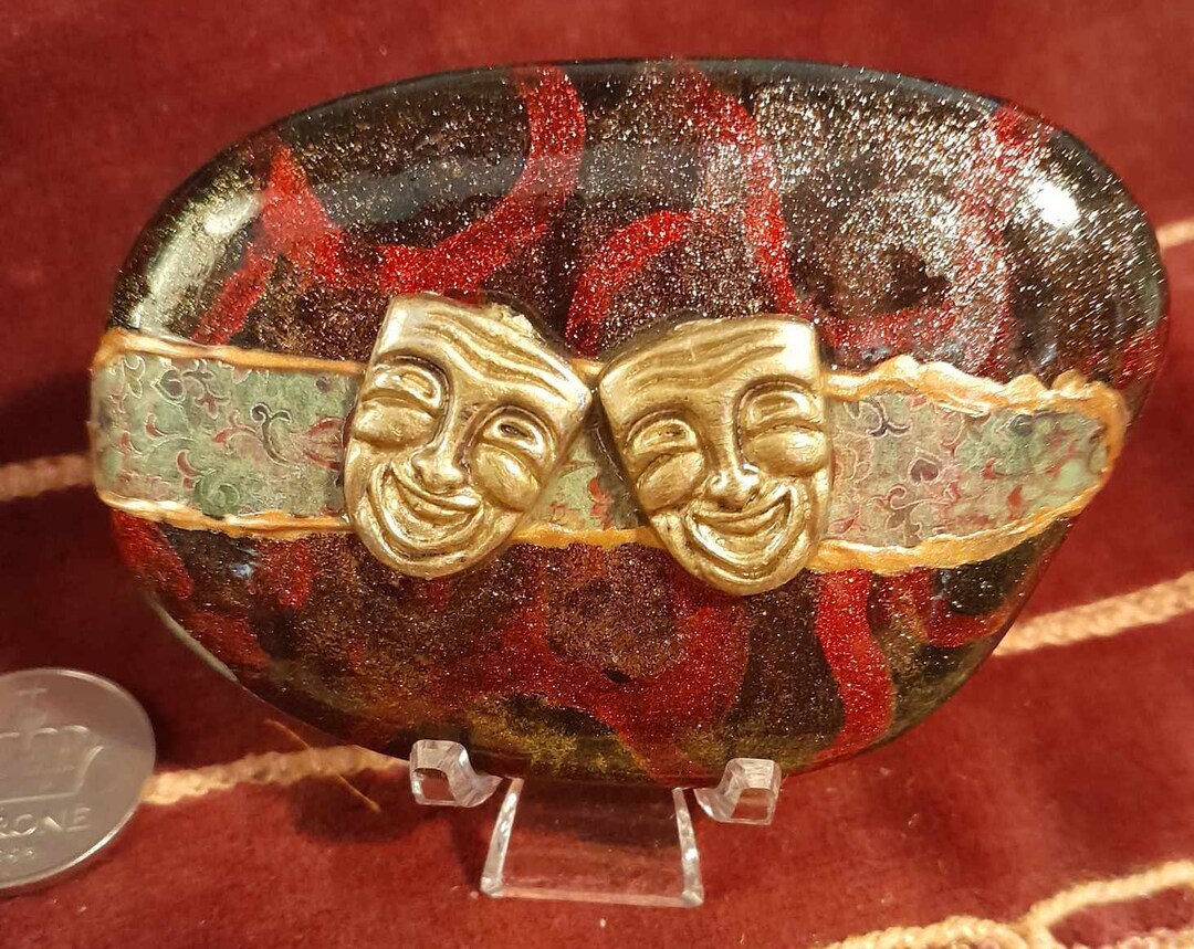 Comedy Masks Rock Mixed Media Desk Decor Gifts for Friends Fun Laughter ...
