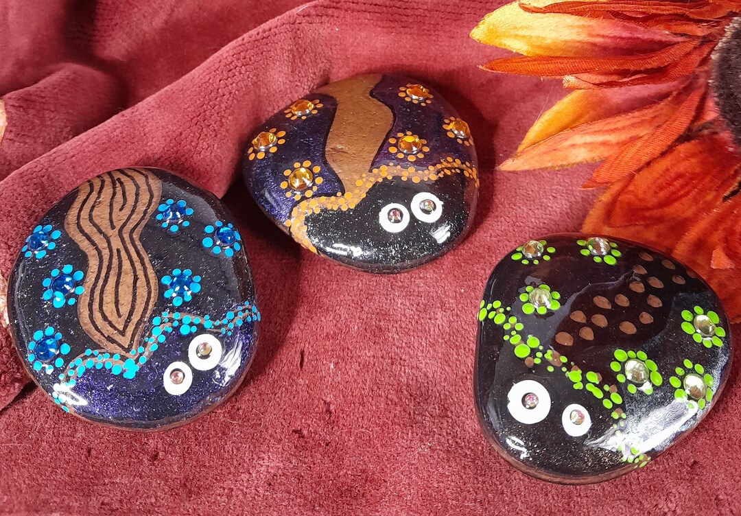 Darkside Spring Buggy Beetles Painted Rocks Gift Set Decor Garden Shelf ...