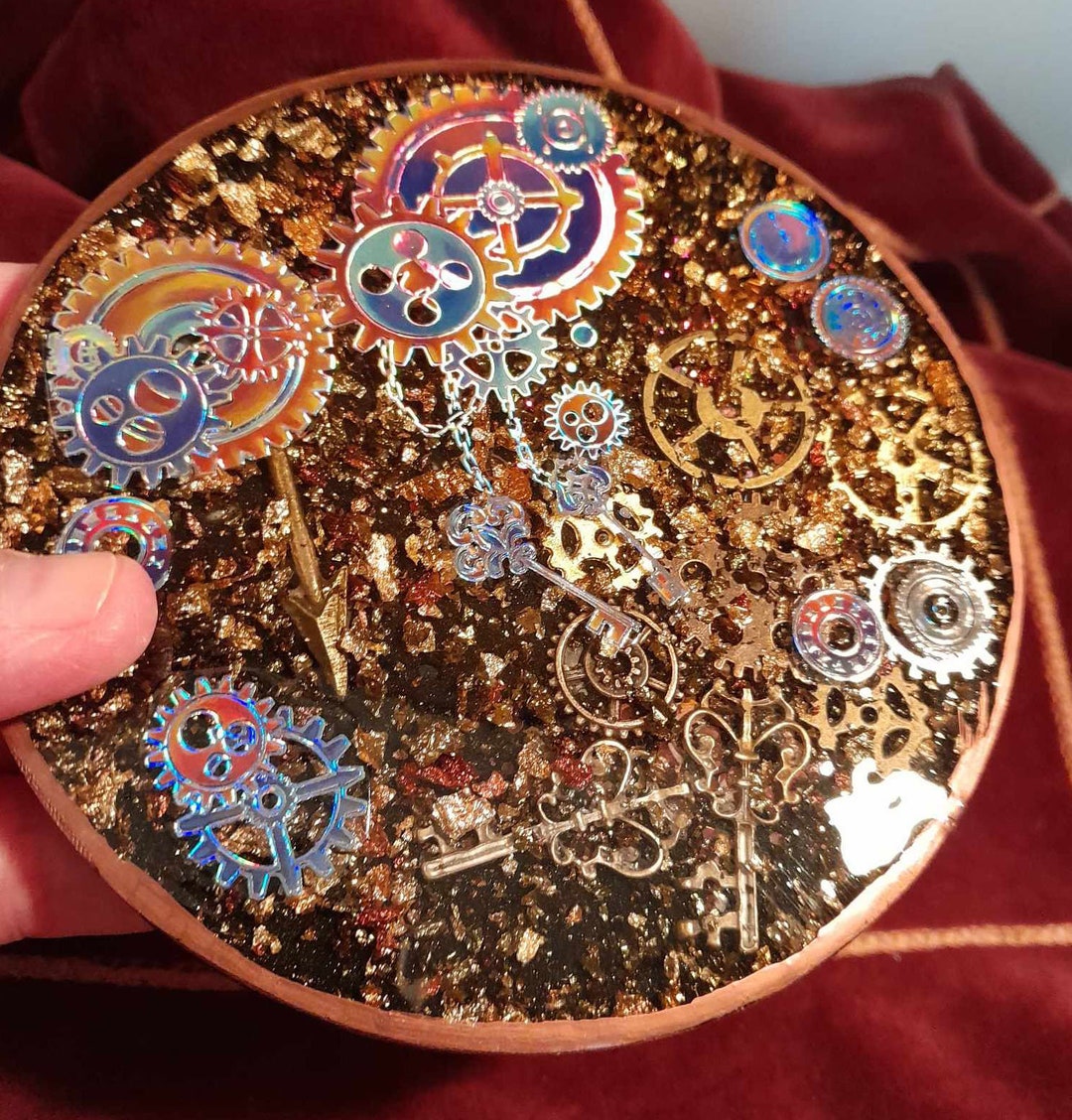 Steampunk Extra Large Coaster Unique Mixed Media Desk Office Bedside RV ...