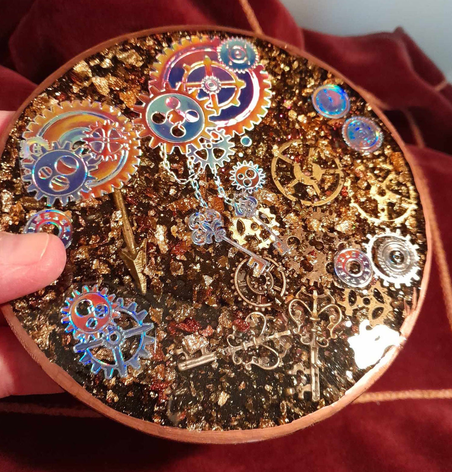 Steampunk Extra Large Coaster Unique Mixed Media Desk Office Bedside RV ...