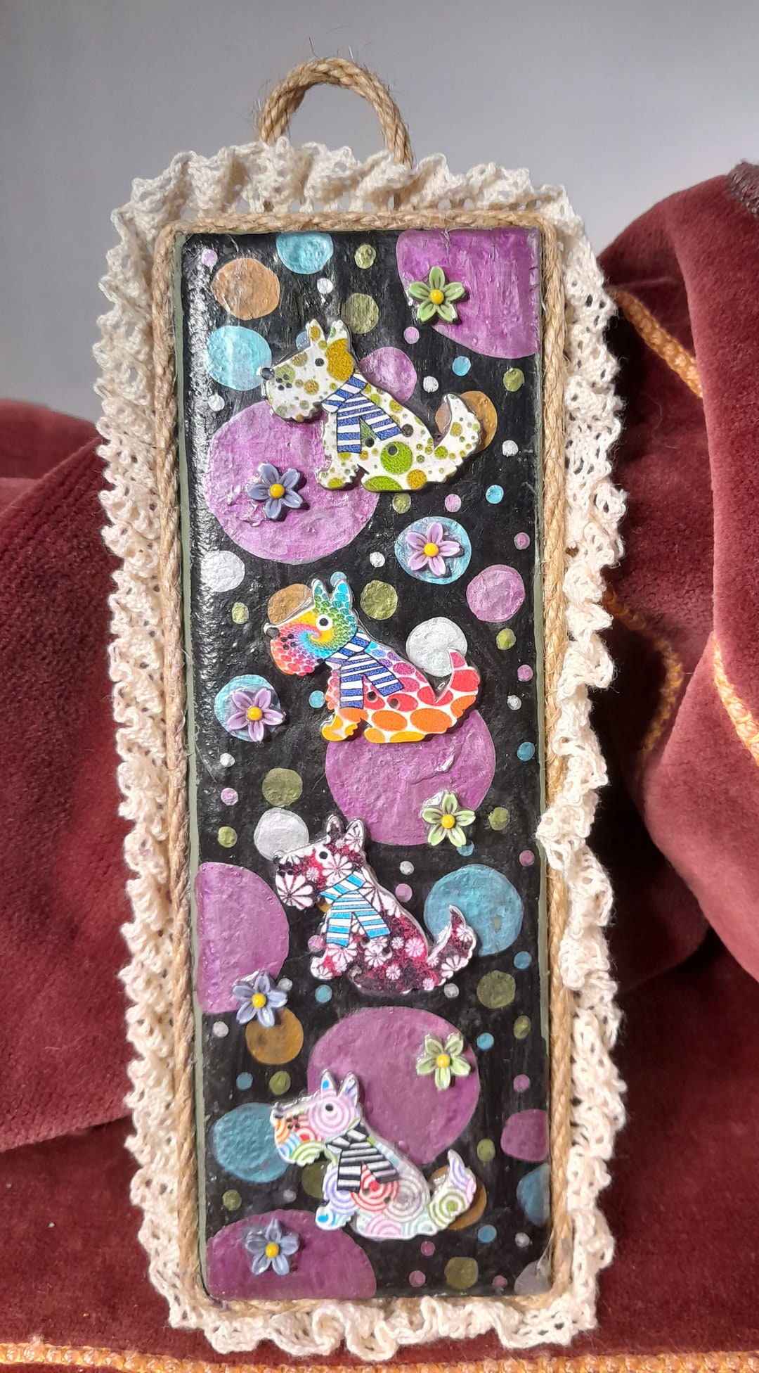 Retro Pop Color Dogs Scottie Ceramic Tile for Hanging Framing Gift ...