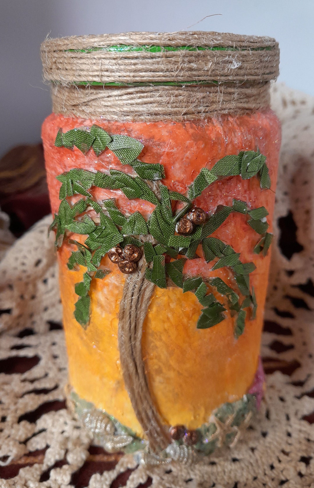 Beach Sunset Recycled Glass Jar Mixed Media Kitchen Decor Home Gifts ...