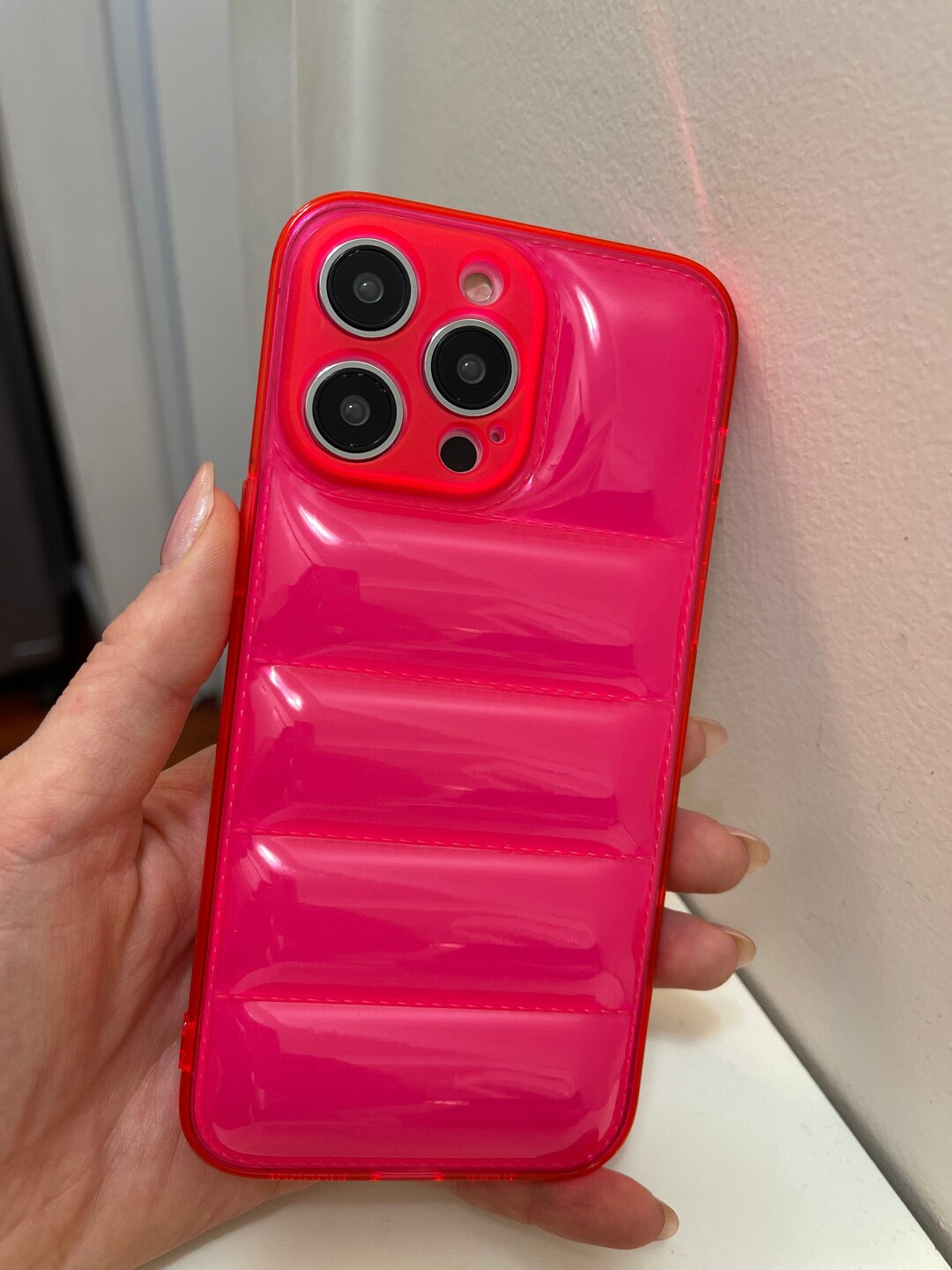 Puffer iPhone Case Neon Pink BRIGHT! iPhone 15 Case, iPhone 13 Case ...