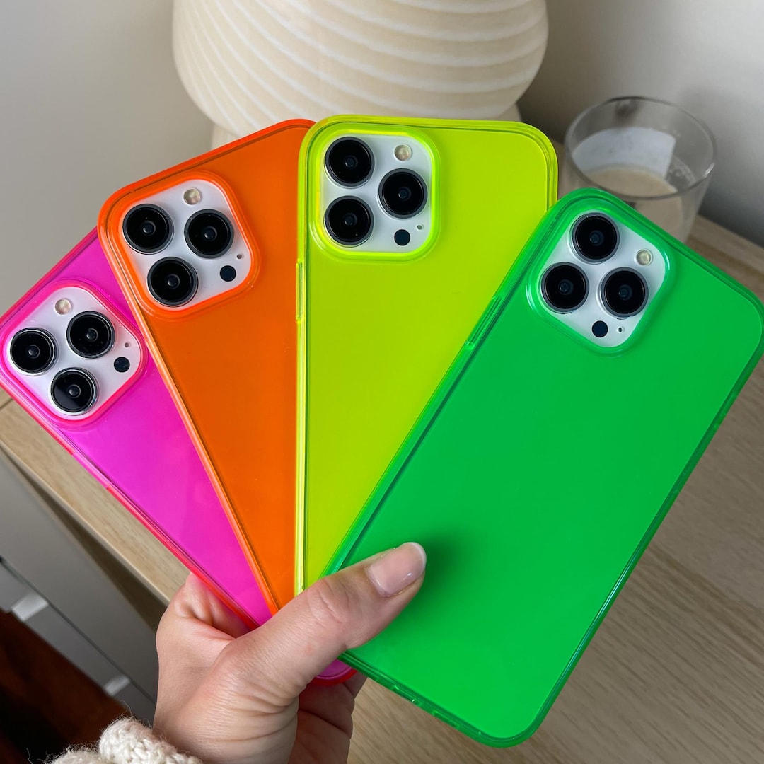 PERFECT! Neon Magsafe Pink Green Orange Purple Blue Clear Case for ...