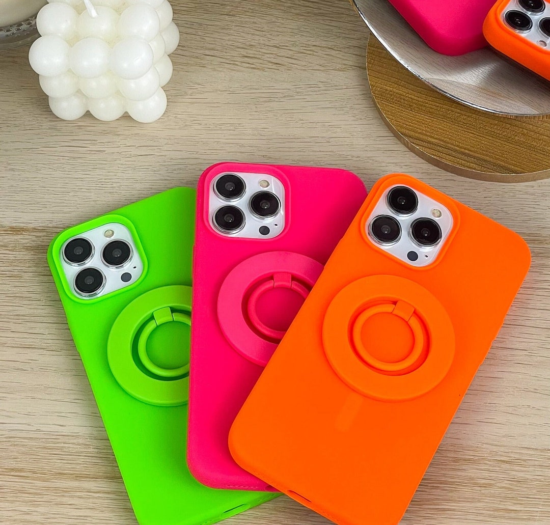 Neon Silicone Case for iPhone 17 Pro Max With Magsafe Ring Grip Bundle ...