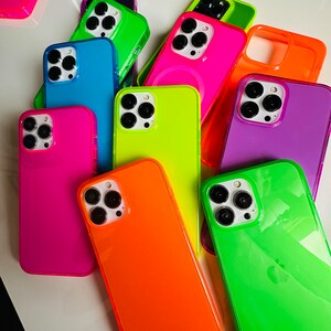 BRIGHT! Neon Pink Green Orange Purple Blue Clear Neon Case for iPhone ...
