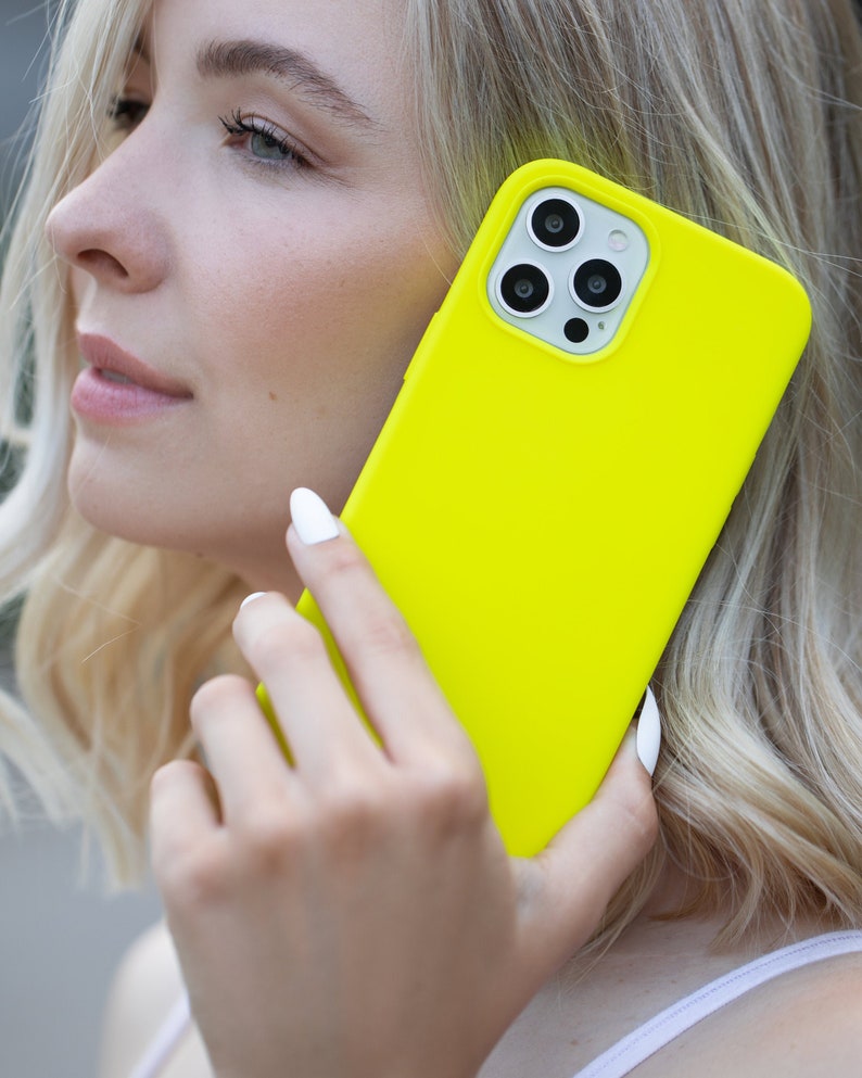 Neon Yellow iPhone Case BRIGHT! Silicone Protective Case for iPhone 16 ...