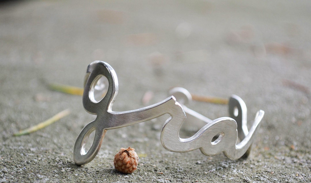 Solid Silver Name Cuff, Word Cuff, Customized Word Cuff - Etsy