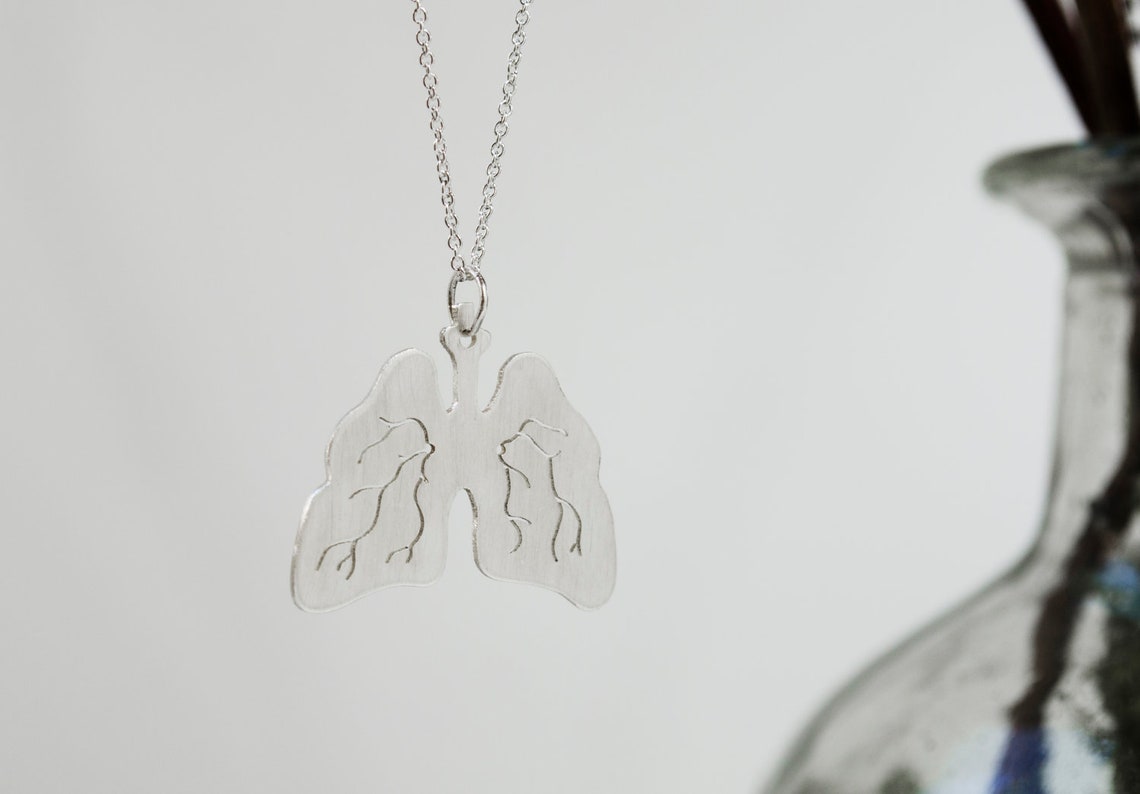 Handmade Sterling Silver Lungs Necklace, Recycled Eco-friendly Silver ...