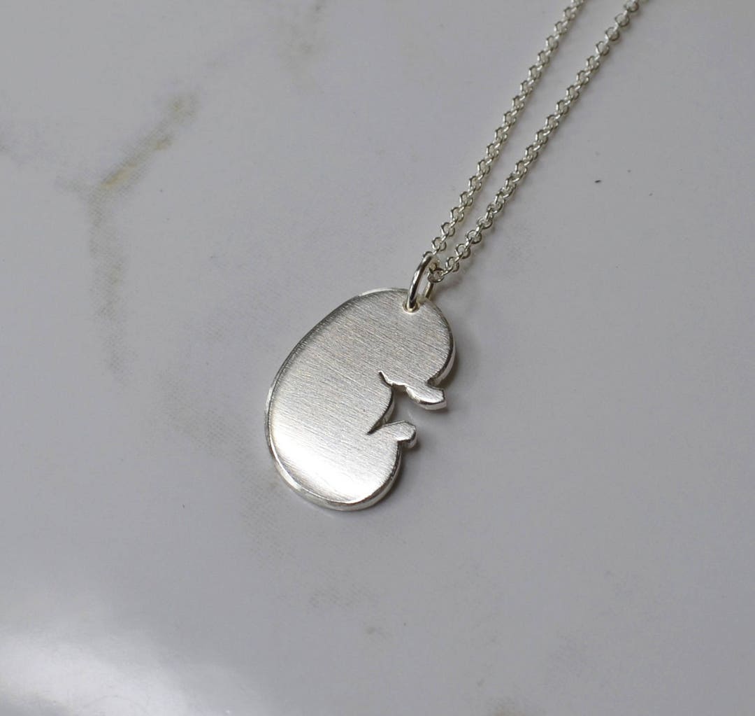 Sterling Silver Kidney Necklace, Recycled Silver Kidney Charm, Kidney ...