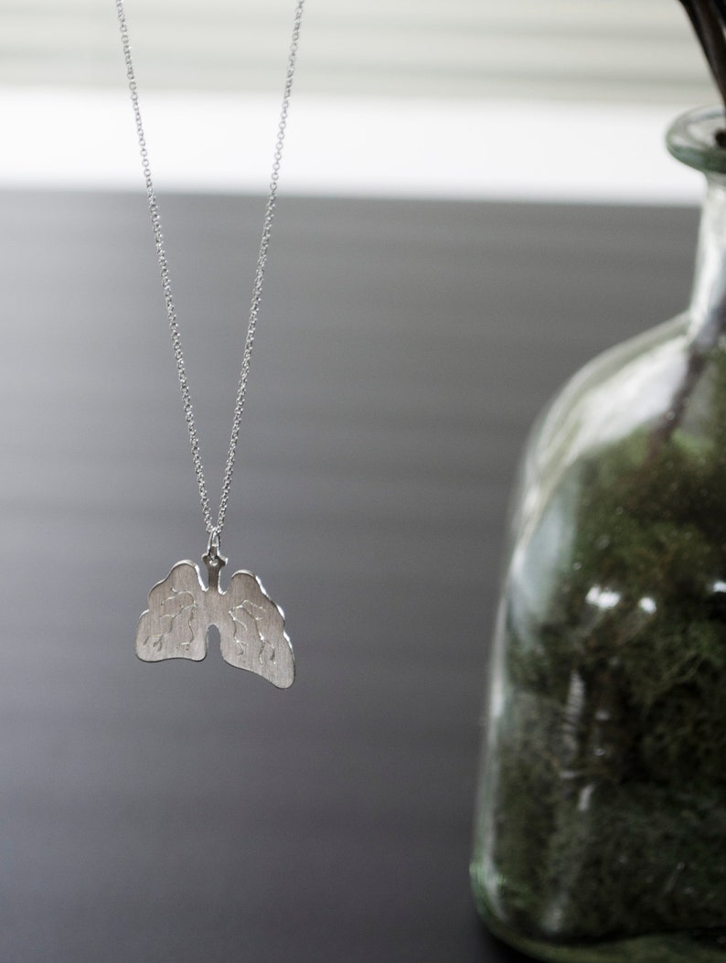 Handmade Sterling Silver Lungs Necklace, Recycled Eco-friendly Silver ...
