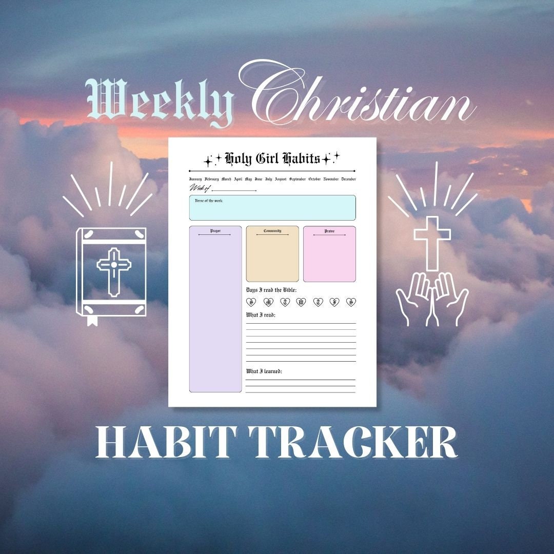 Holy Girl Weekly HABIT TRACKER | Christian Planner Printable and ...
