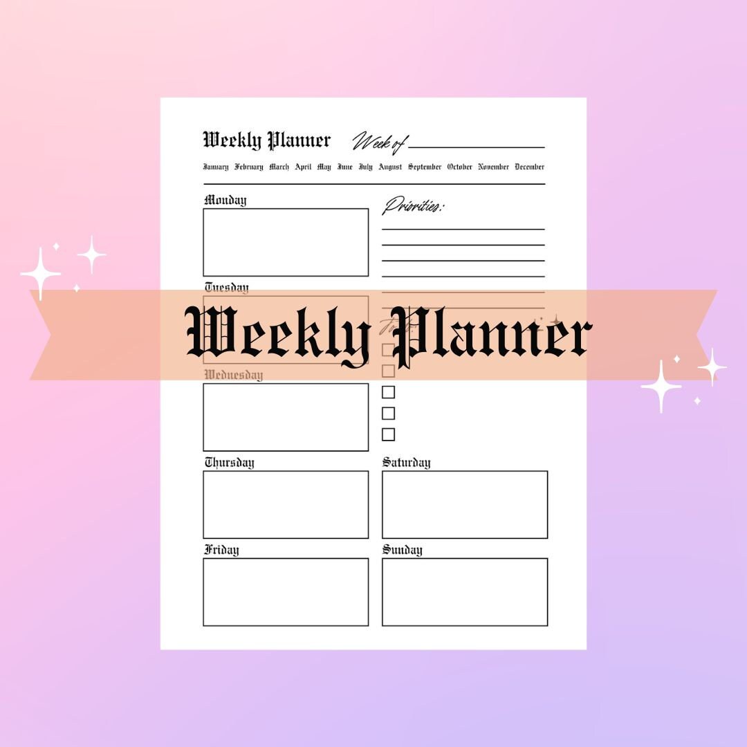 WEEKLY PLANNER Printable PDF | Priorities | to Do List | Personal ...