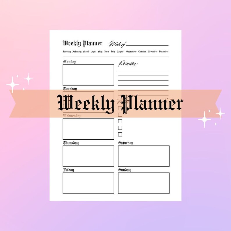 WEEKLY PLANNER Printable PDF | Priorities | to Do List | Personal ...