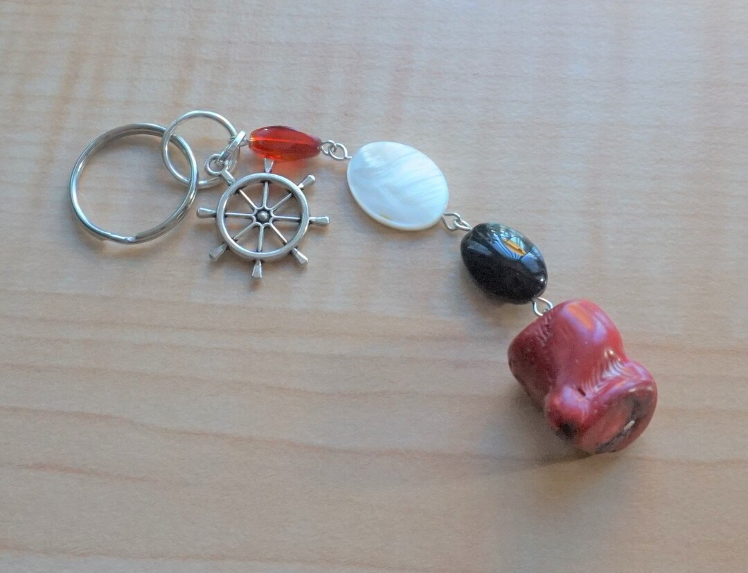 Red Coral Key Chain Charm, Red Back Pack Charm, Gift for Her, Mother's ...