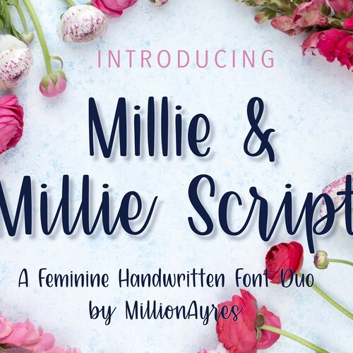 Millie And Millie Script Font Duo Personal Use Etsy