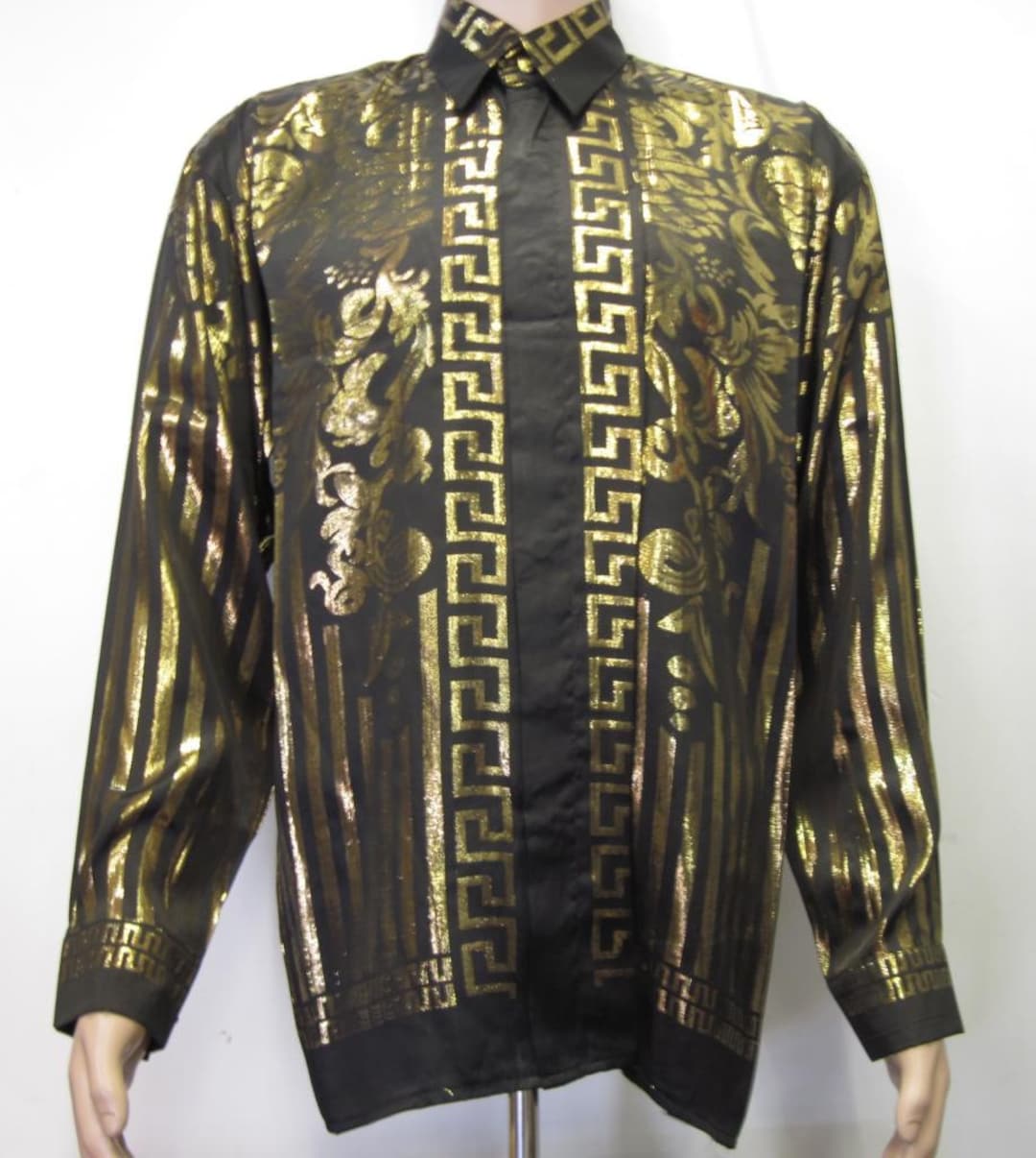 Vintage 90's Baroque Style Shirt Silk Greek - European Style Inspired ...
