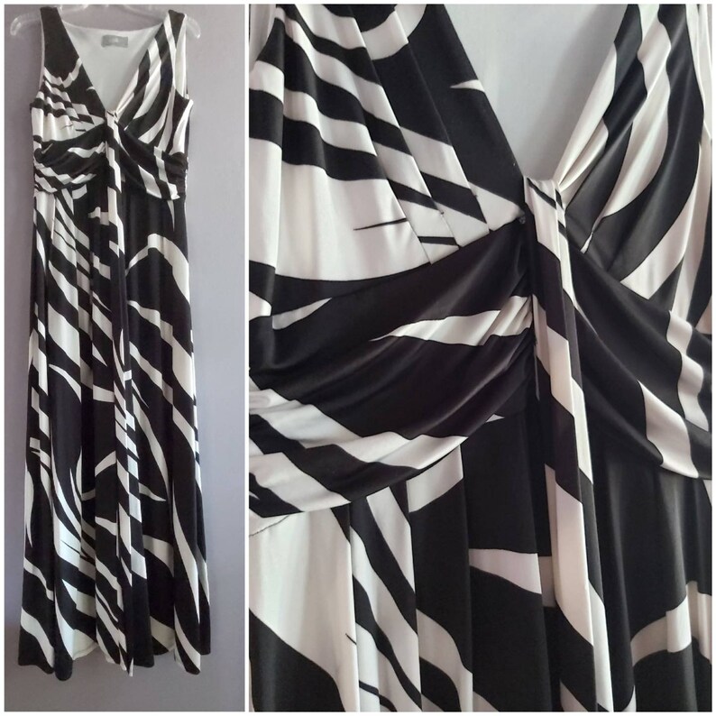 Wallis Brand Black and White Maxi Dress, Sleeveless, Y2K, Made in U.K ...