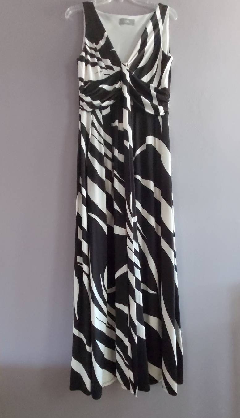 Wallis Brand Black and White Maxi Dress Sleeveless Y2K Made - Etsy