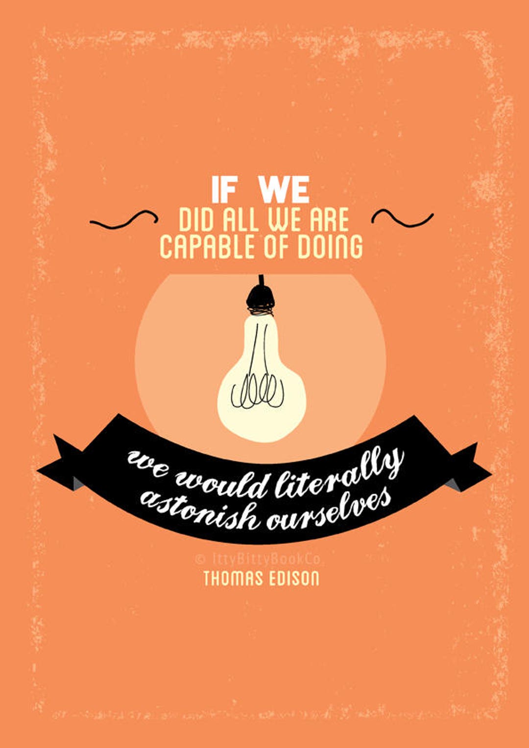 Motivational Quote, Thomas Edison, Burnt Orange, Office Wall Decor ...