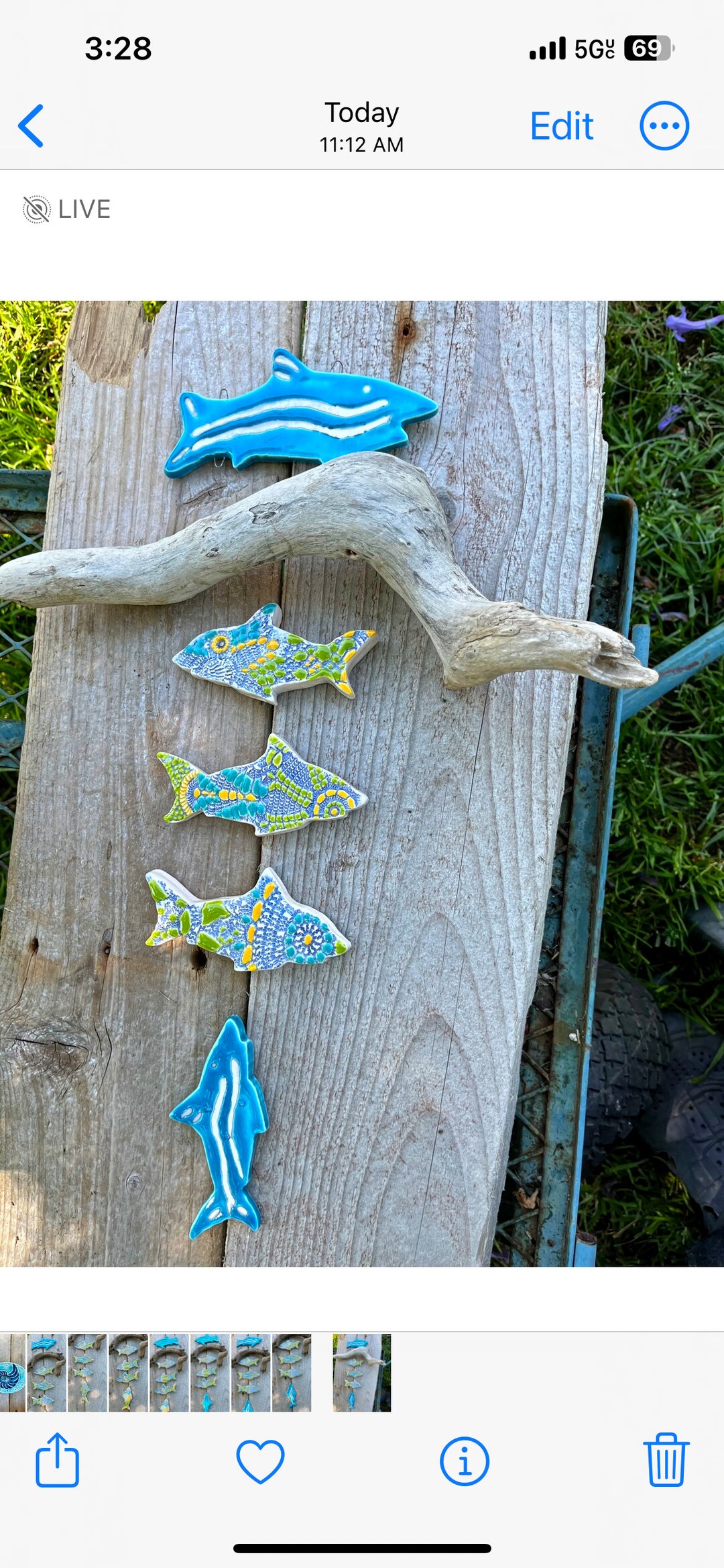 Ceramic Fish Wind Chime Fish Wall Hanging Driftwood Sealife - Etsy