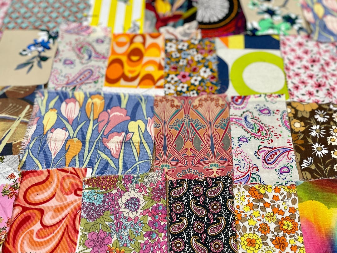 Vintage Patchwork Fabric Scraps Samples Remnants Swatches Bundles ...